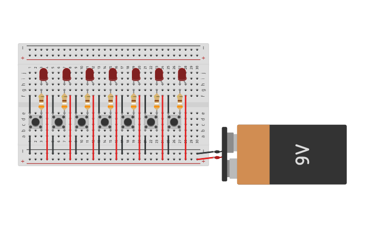 Circuit design 7 pulsadores - Tinkercad