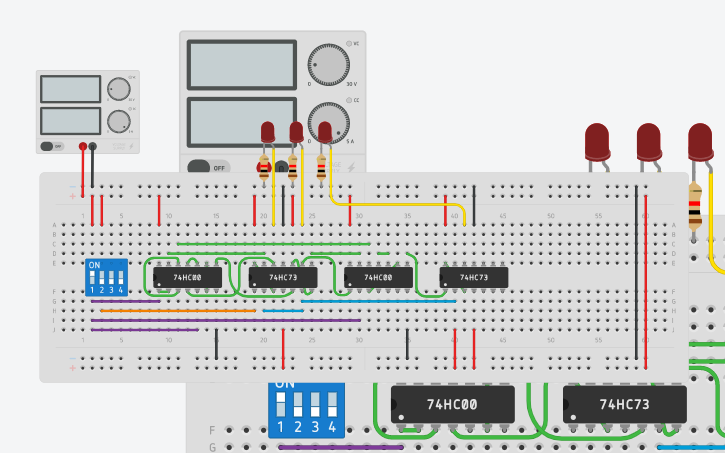 Circuit Design 3 Bit Asynchronous Up Down Counter Tinkercad