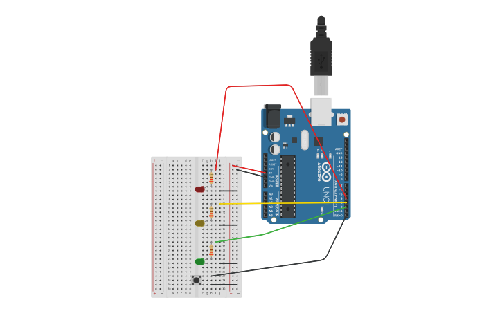 Circuit design Traffic Light | Tinkercad