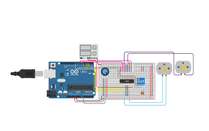 Circuit design 3101 AC4: DC Motor Control With HBridge - Tinkercad