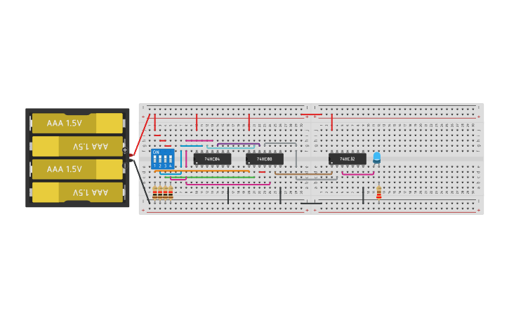 Circuit design b) Circuito Logico SIMPLIFICADO - Tinkercad