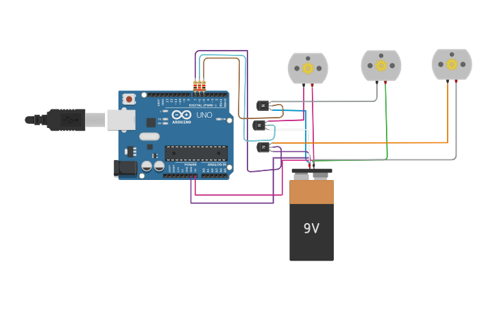 Circuit design three engine designs - Tinkercad