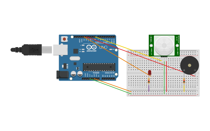 Circuit design Burglar Alarm - Tinkercad