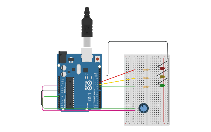 Circuit design stop light - Tinkercad