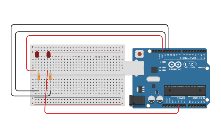 Circuit design luces que si que no - Tinkercad