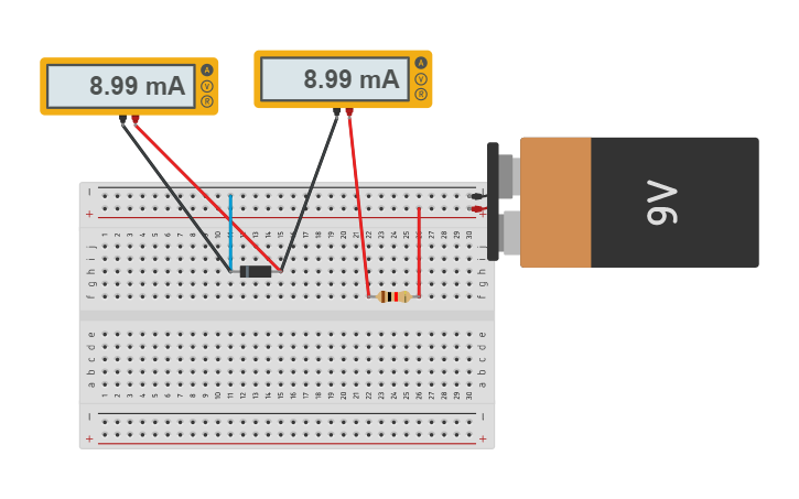 Circuit design measure voltage and resistance - Tinkercad