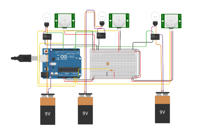 Circuit design Smart Street Lights - Tinkercad