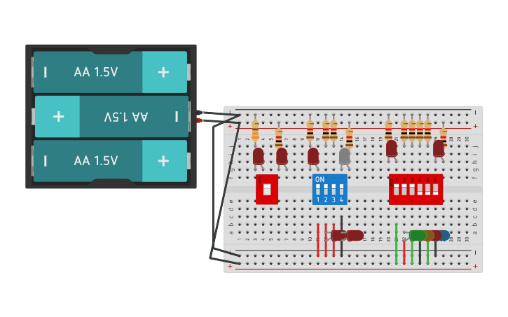 Circuit Design Led Control Using Dip Switch Tinkercad