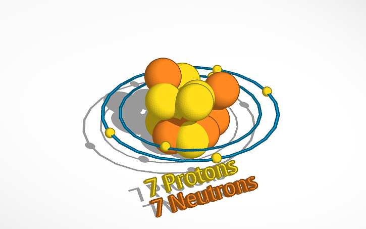 3d Design Nitrogen Atom Model Tinkercad