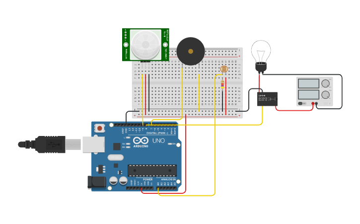 Circuit design Motion based light control | Tinkercad