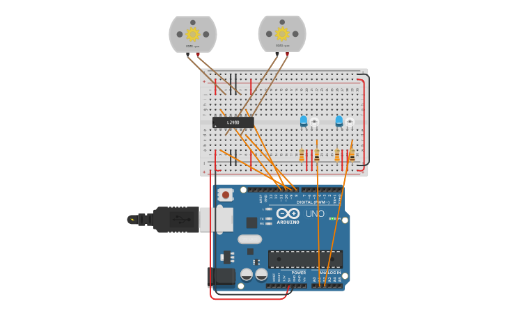 Circuit design CNY70 analogico - Tinkercad