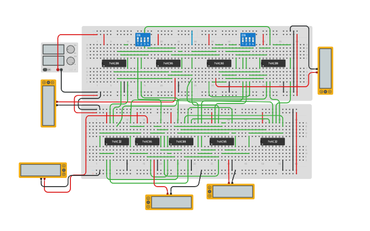Circuit Design Adder Subtractor Tinkercad