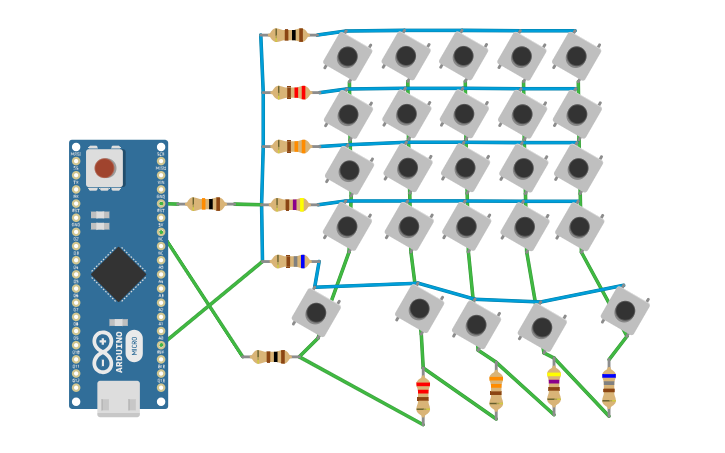 Circuit design 5x5 Analog Keypad | Tinkercad
