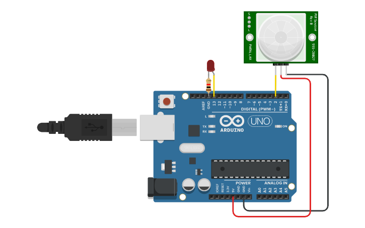 Circuit Design MẠch CẢm BiẾn ChuyỂn ĐỘng Pir Tinkercad
