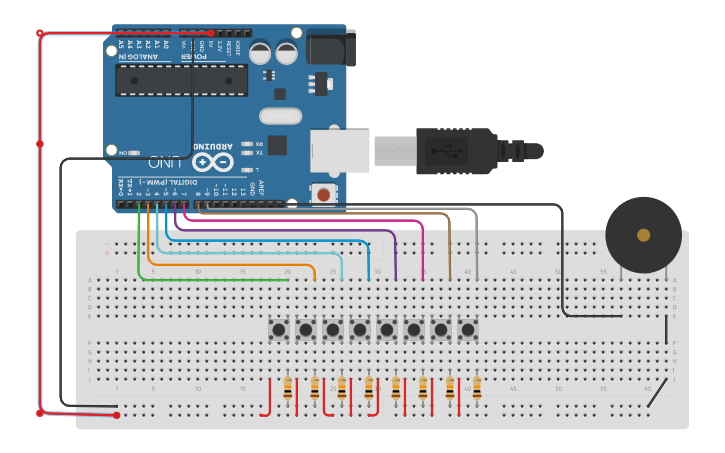 Circuit design Piano - Tinkercad