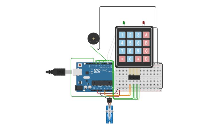 Circuit design Servo + Keypad - Tinkercad