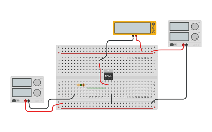 Circuit design n-channel MOSFET - Tinkercad