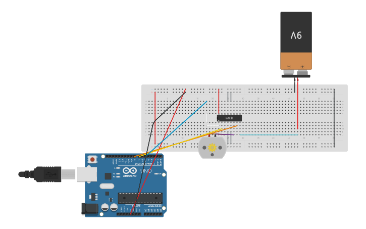 Circuit design Control de motor de Corriente Continua - Tinkercad
