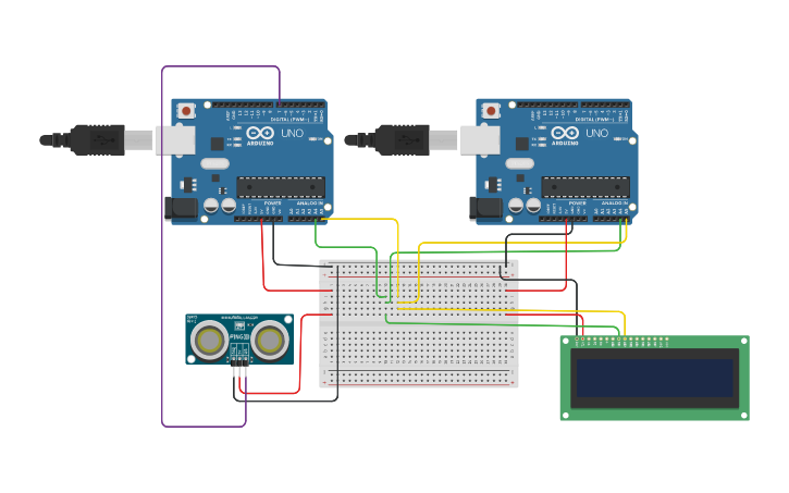 Circuit design Comunicacion I2C entre Arduinos - Tinkercad