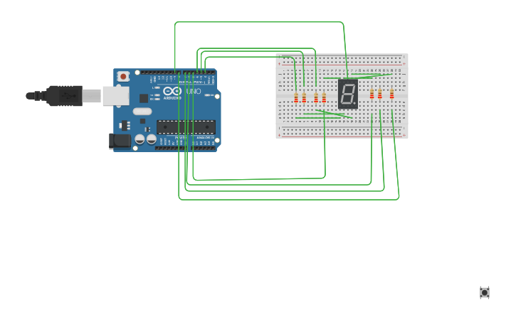 Circuit design 7 segment Counter - Tinkercad