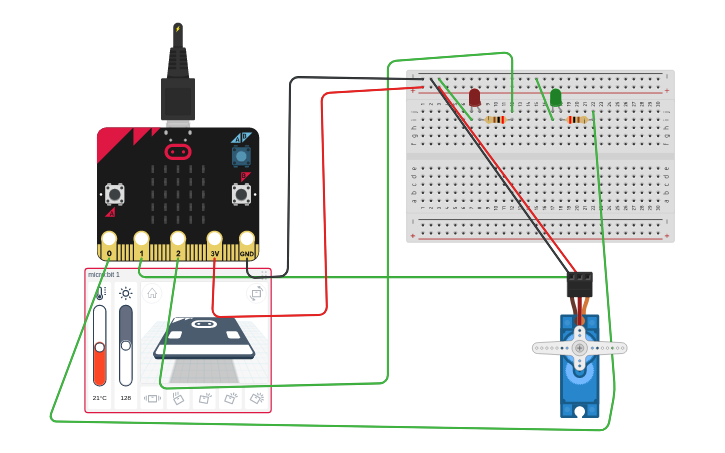 Circuit design control servo - Tinkercad