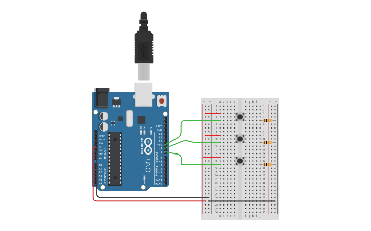 Circuit design Rock Paper Scissors | Tinkercad