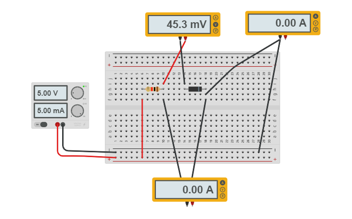 Circuit design Dioda Zener - Tinkercad