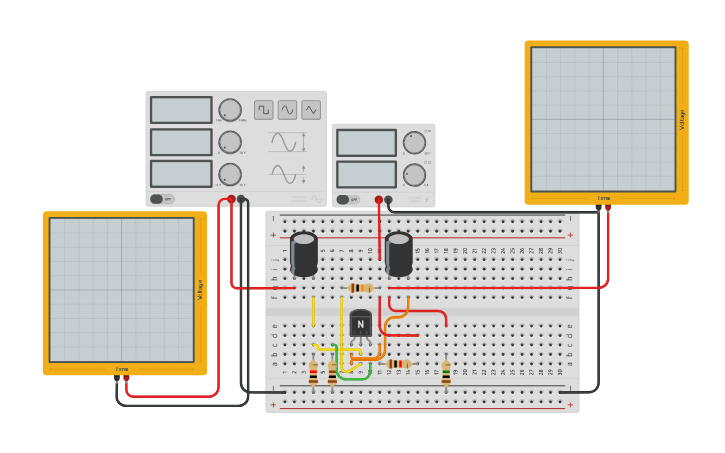 Circuit design rangkaian amplifier - Tinkercad