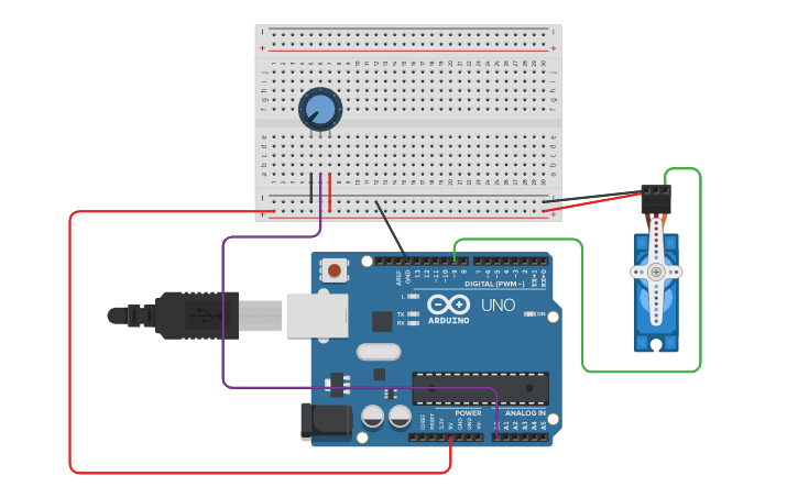 Circuit Design Arduino Potentiometer Servo Control Tinkercad