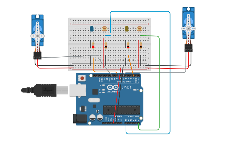Circuit design CONTROL DE SERVOMOTOR CON FOTORESISTENCIA - Tinkercad