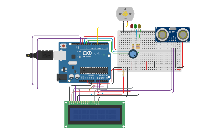 Circuit design Motor sensor ultrasonico - Tinkercad