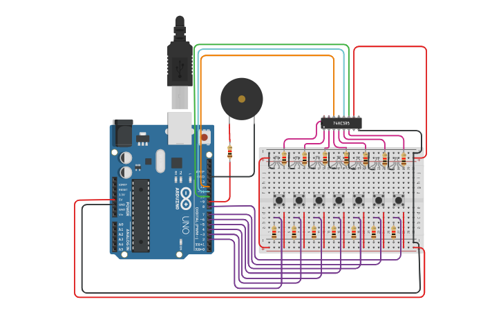 Circuit design Copy of piano | Tinkercad