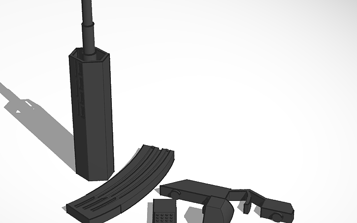 3D design machine gun prop - Tinkercad