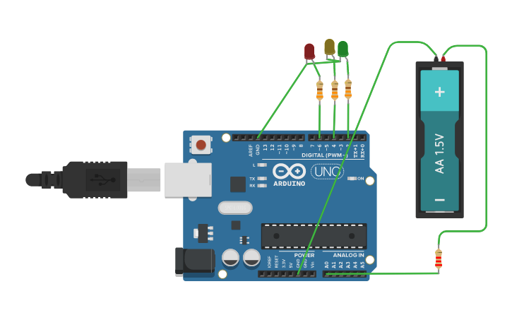 Circuit Design Tester Baterie Tinkercad