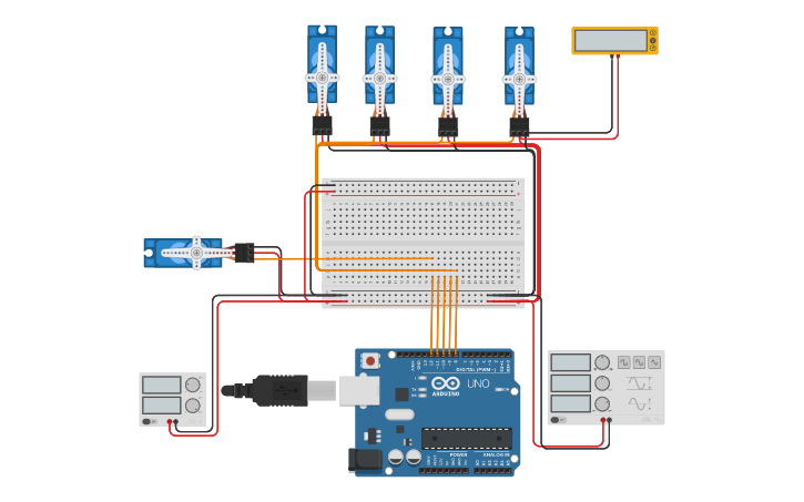 Circuit design bionic hand origineel | Tinkercad