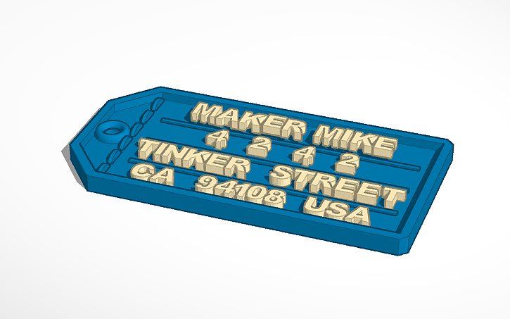 3D design Luggage Tag | Tinkercad