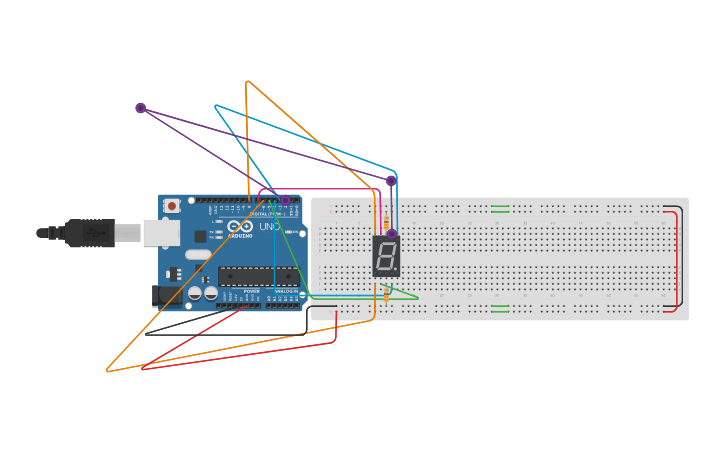 Circuit design display de 7 segmentos - Tinkercad