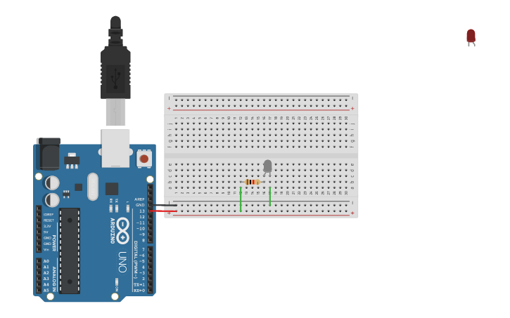 Circuit design Single LED - Tinkercad