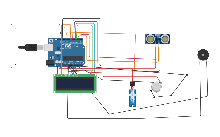 Circuit design Smart Garbage foe elementary school | Tinkercad