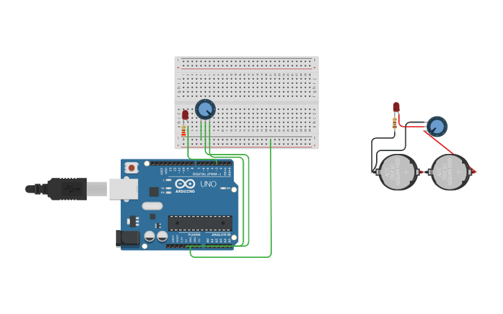 Circuit design Dimming LED - Tinkercad