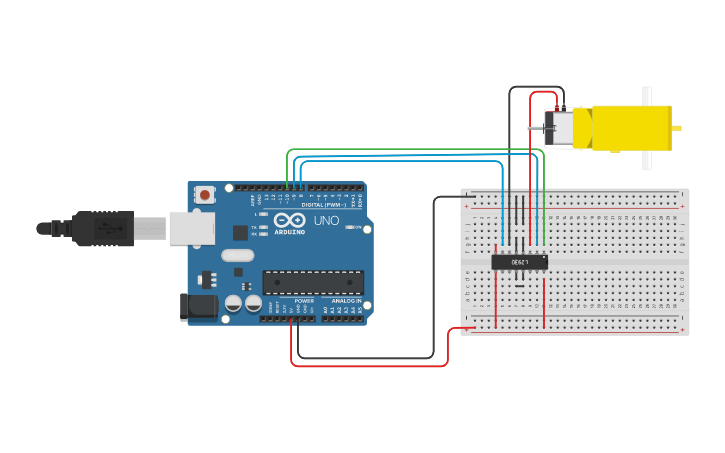 Circuit design Single motor driver circuit - Tinkercad