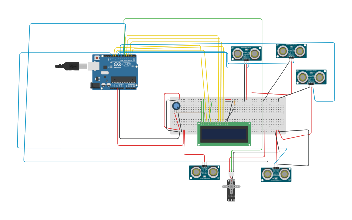 Circuit design Smart Parking System - Tinkercad