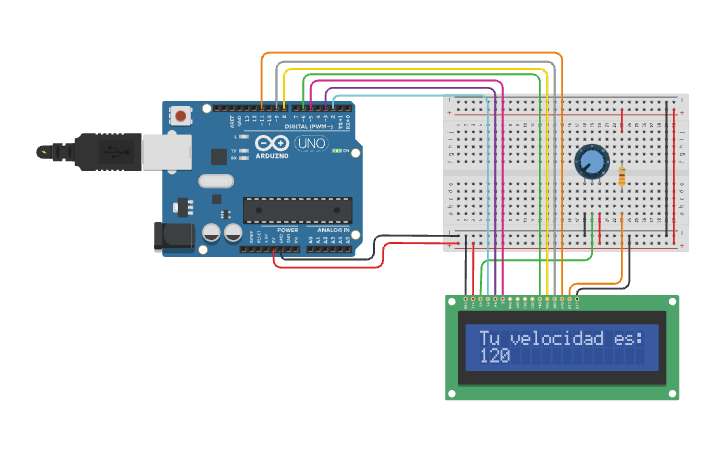 Circuit design LCD Arduino - Tinkercad