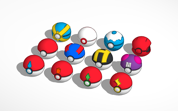 3D design pokeballs - Tinkercad