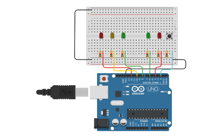 Circuit design Arduíno Semáforo Para Carros e Pedestres Com Botão ...