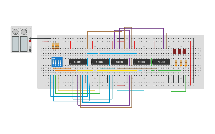 Circuit design AST 122 - SEGUISABAL - BIT I-2 - PROJECT 1 - DECODER USING LED - Tinkercad