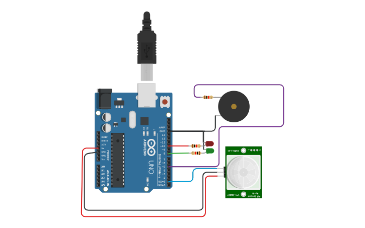 Circuit Design Motion Sensor Tinkercad