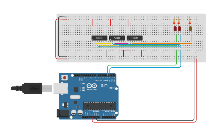 Circuit design Arduino Controlled XOR Gate - Tinkercad