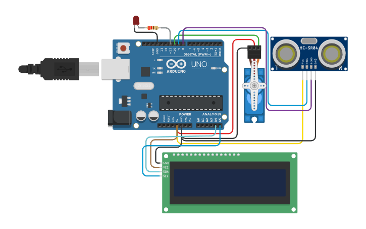Circuit design Automatic Dustbin - Tinkercad
