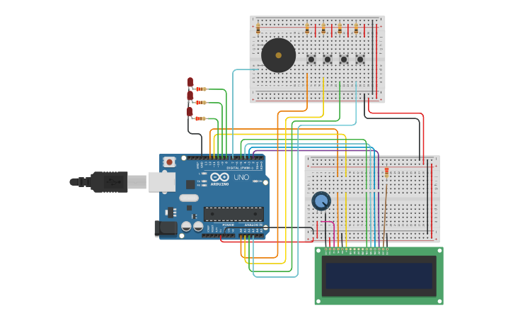 Circuit design LCD menu example - Tinkercad